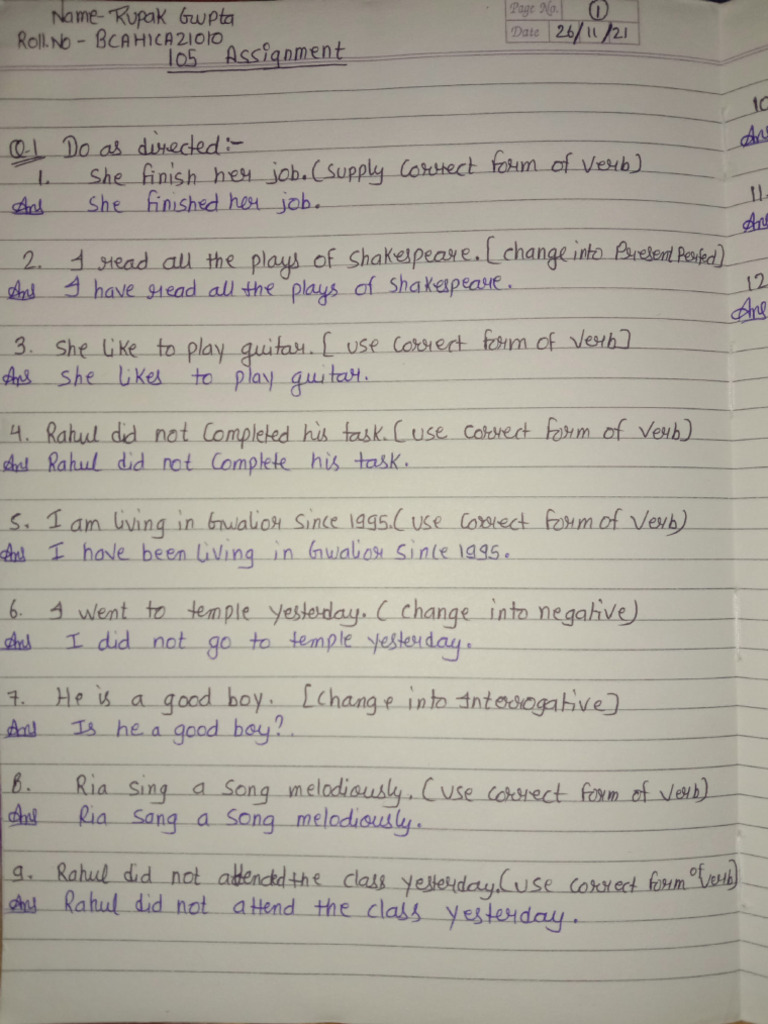 105 Tense Assignment | PDF