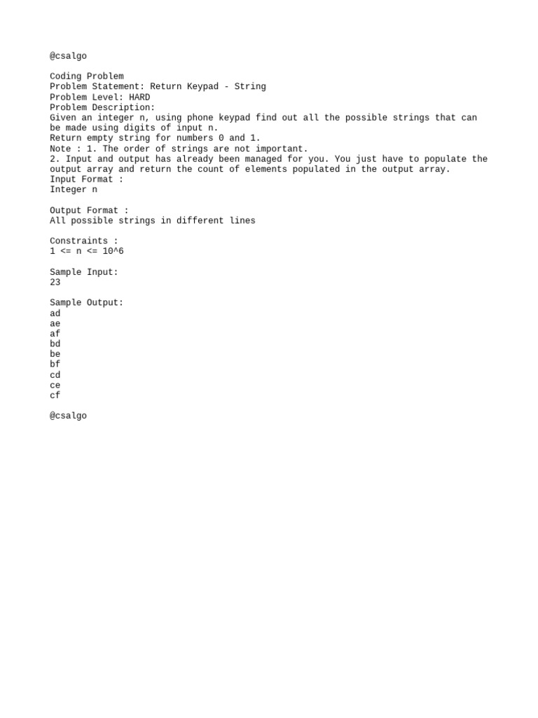 11return Keypad String Pdf 