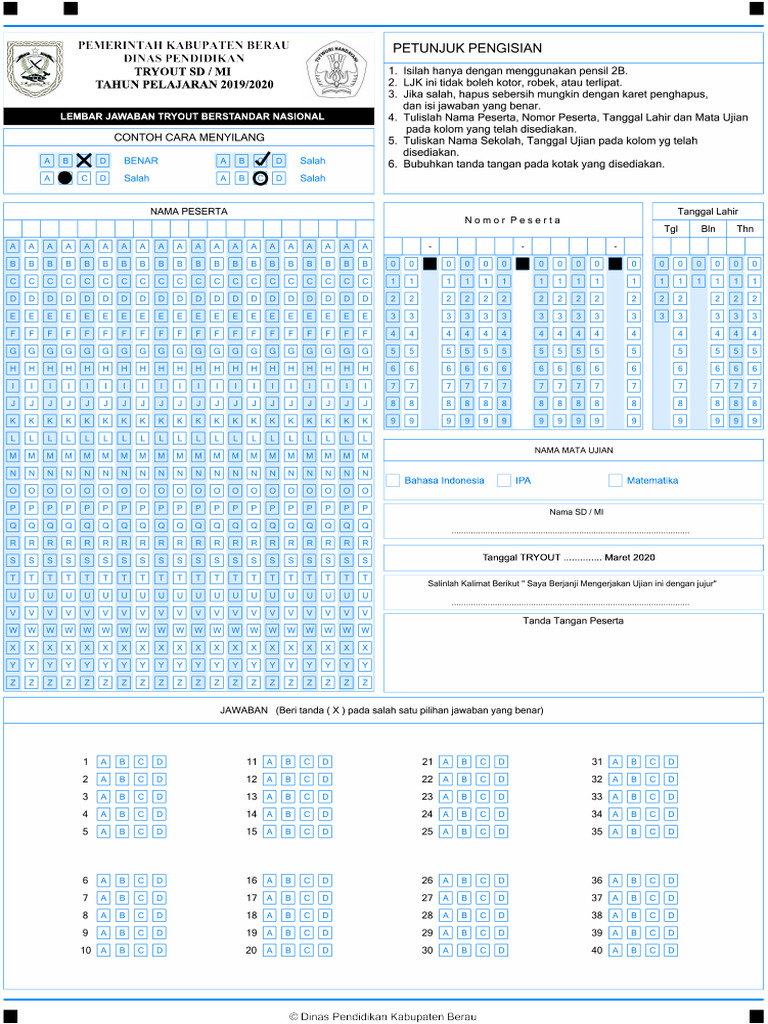 Template LJK Tryout SD | PDF