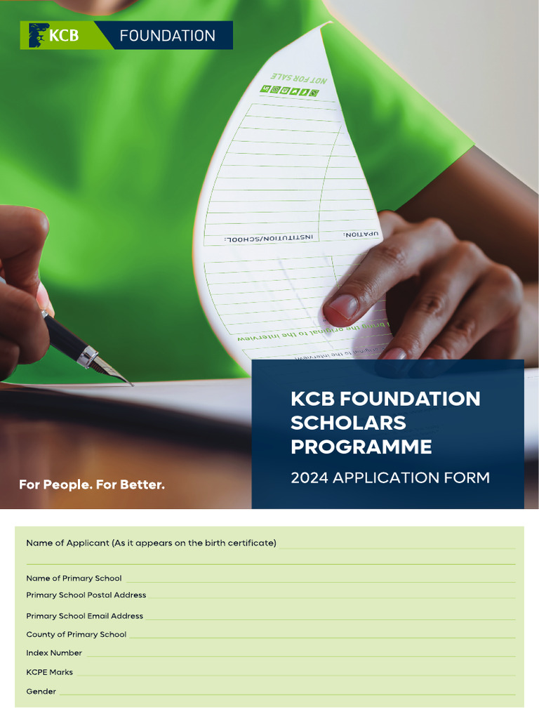KCB Foundation Scholars Programme 2024 Application Form | PDF