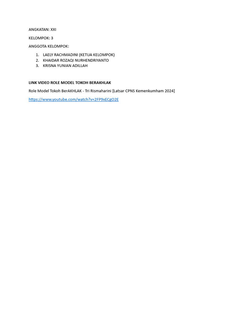 Angkatan: Xxi Kelompok: 3 Anggota Kelompok: 1. Laely Rachmadini (Ketua ...