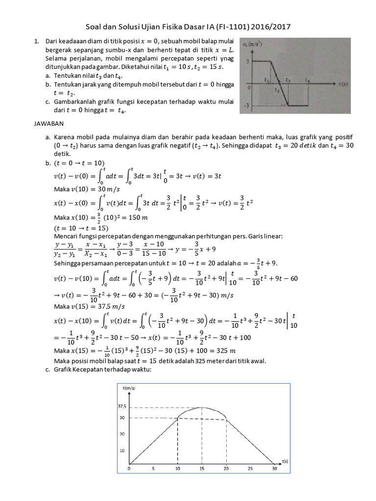 Solusi UTS 1 Fisika Dasar IA 2016-2017 | PDF