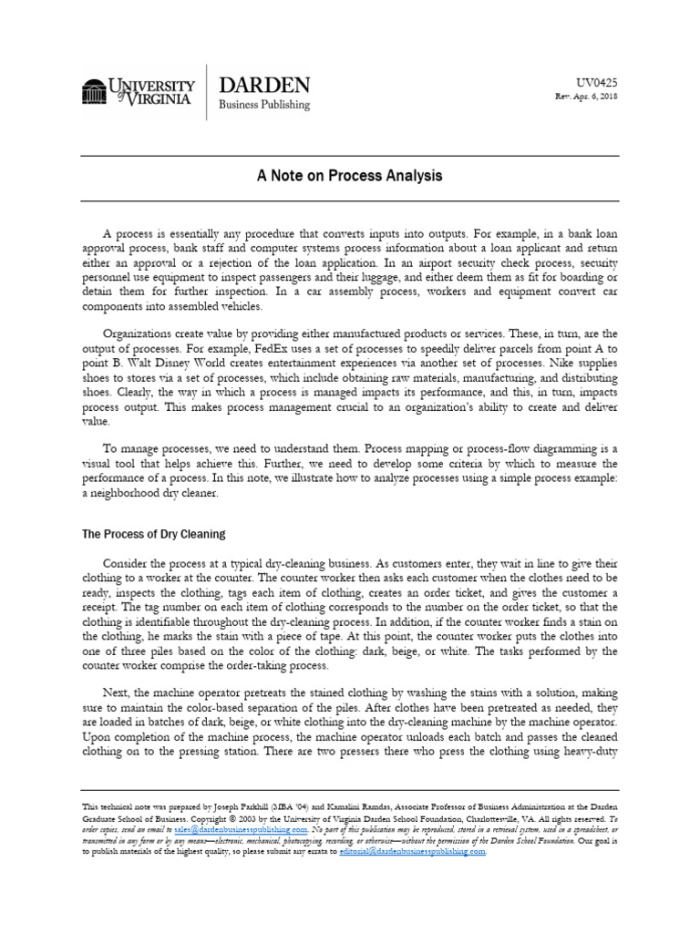 A Note On Process Analysis | PDF