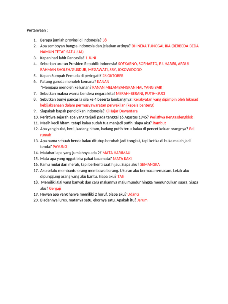 Kuis Untuk Anak SD | PDF