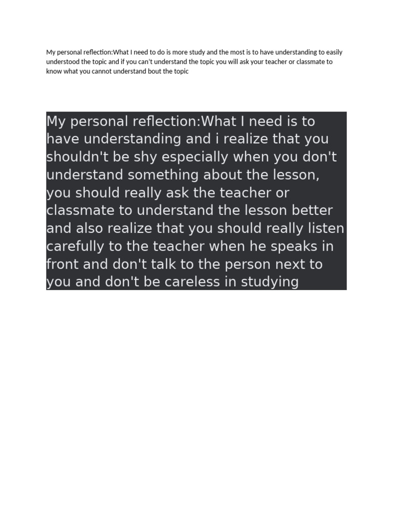 My Personal Reflection | PDF