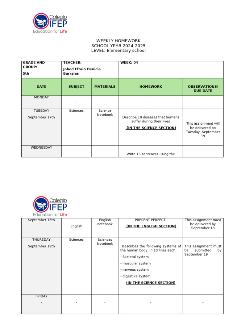 Homework 6th Grade | PDF