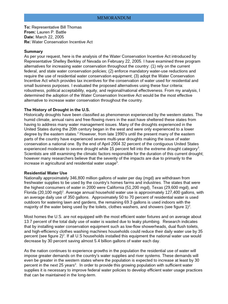 Example Policy Analysis | PDF | Water | Hydrology