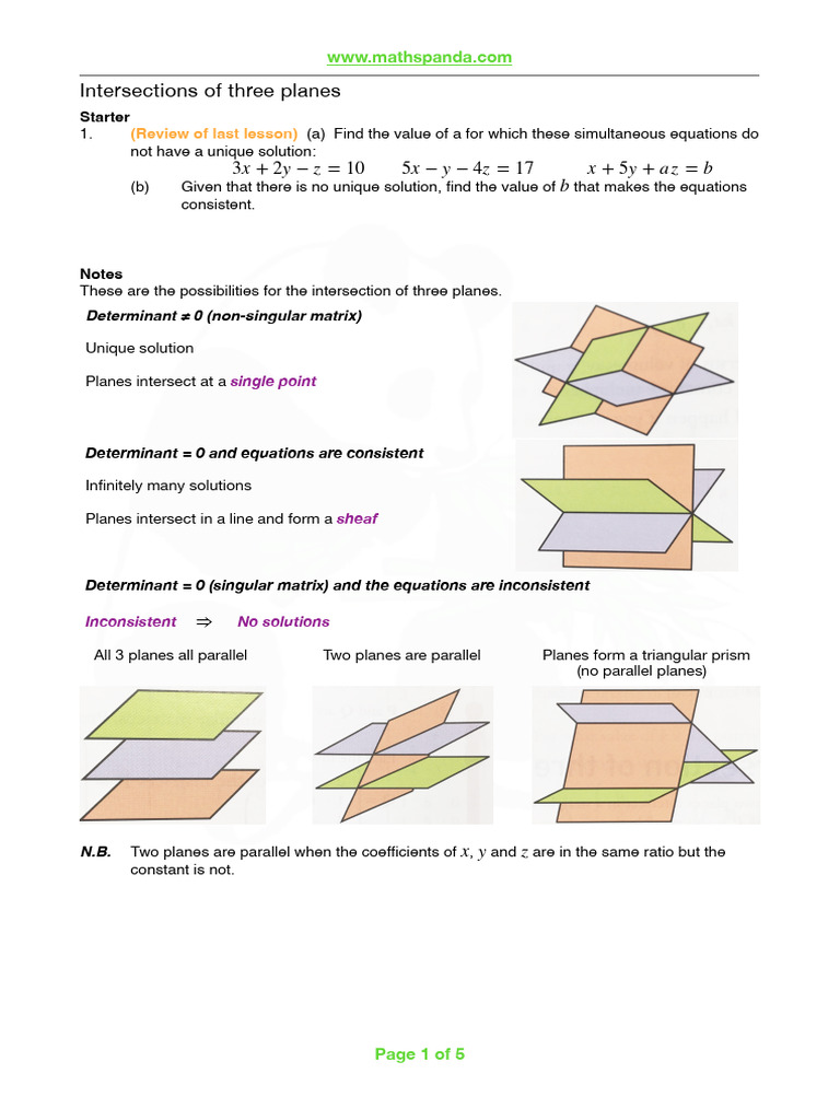 Intersections_of_planes_LESSON | PDF