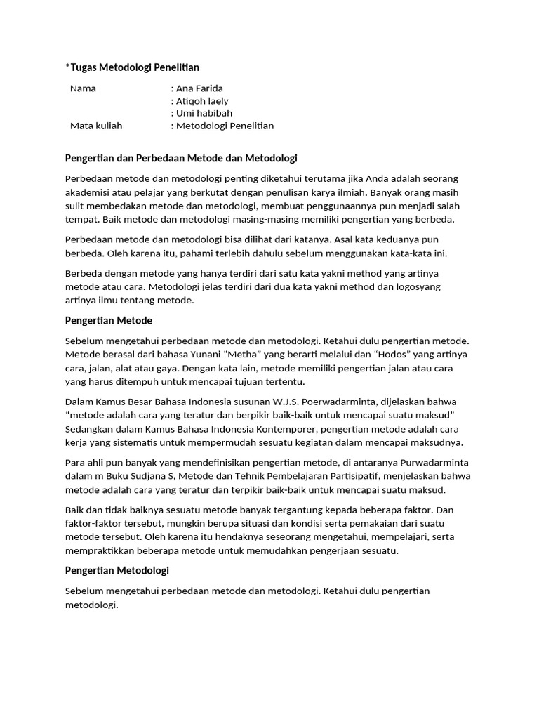 Tugas Metodologi Penelitian | PDF
