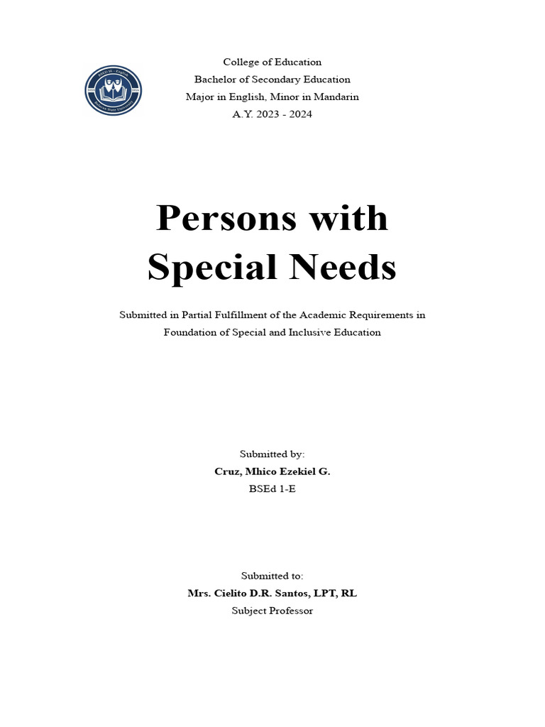 People With Special Needs | PDF