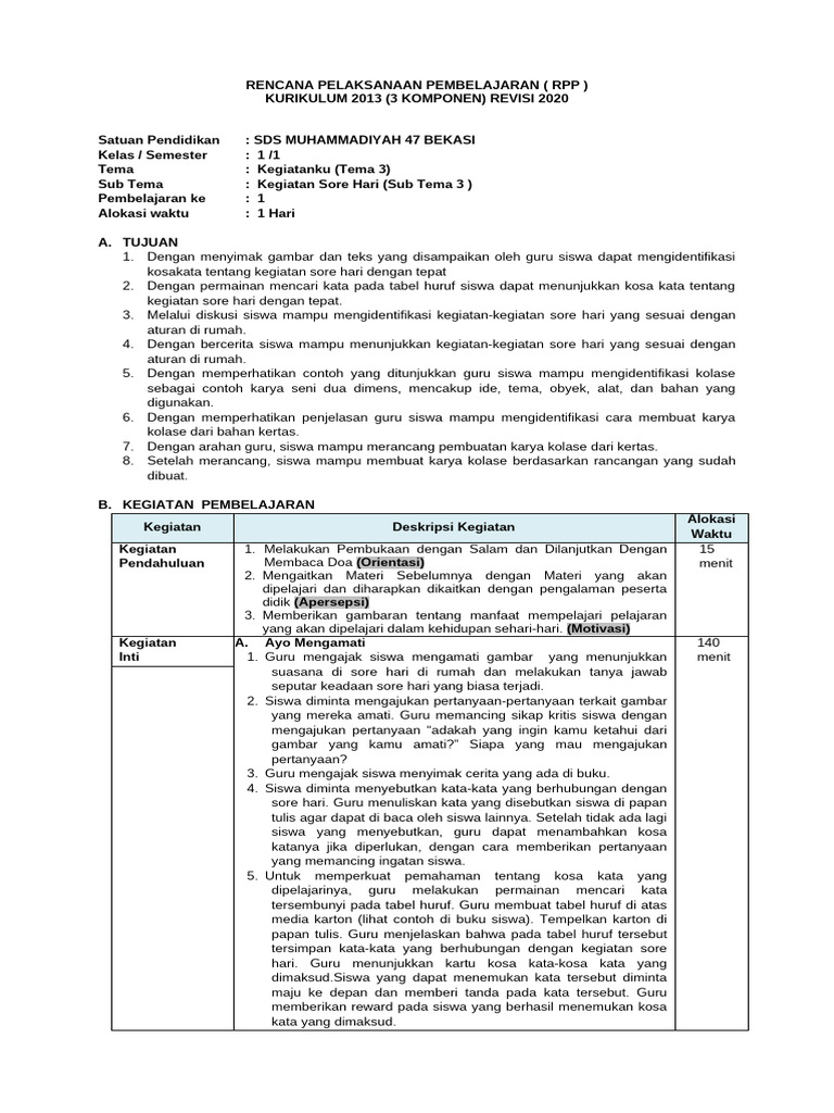 RPP Tema 3 Subtema 3 | PDF
