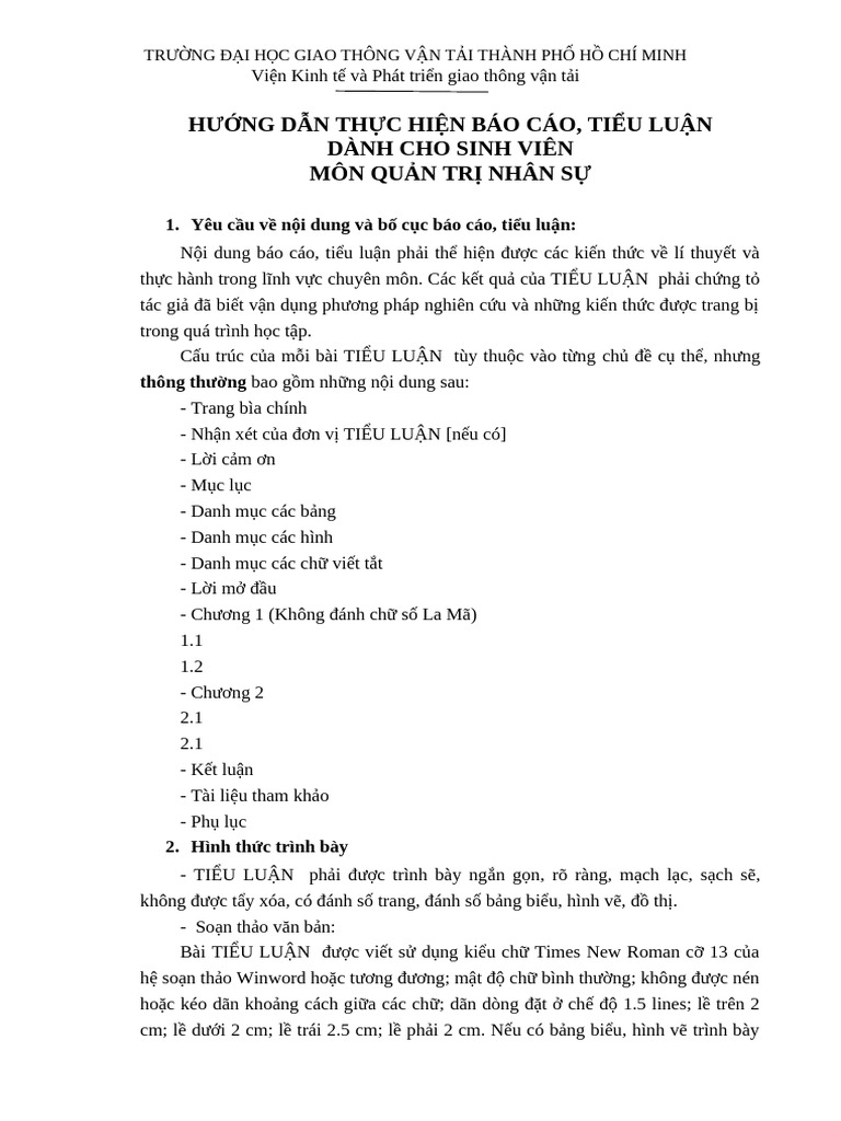Huong Dan SV Viet Tieu Luan Mon Quan Tri Nhan Su | PDF