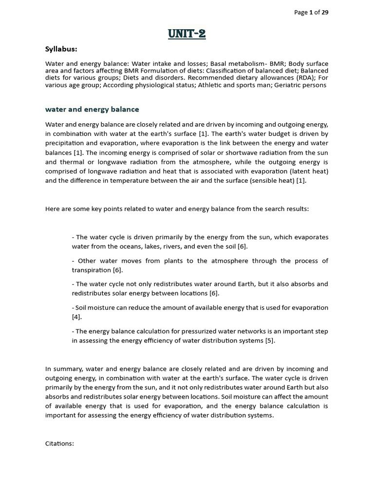Human Nutrition Unit-2 | PDF