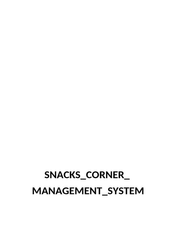 Snacks Corner Documentation | PDF