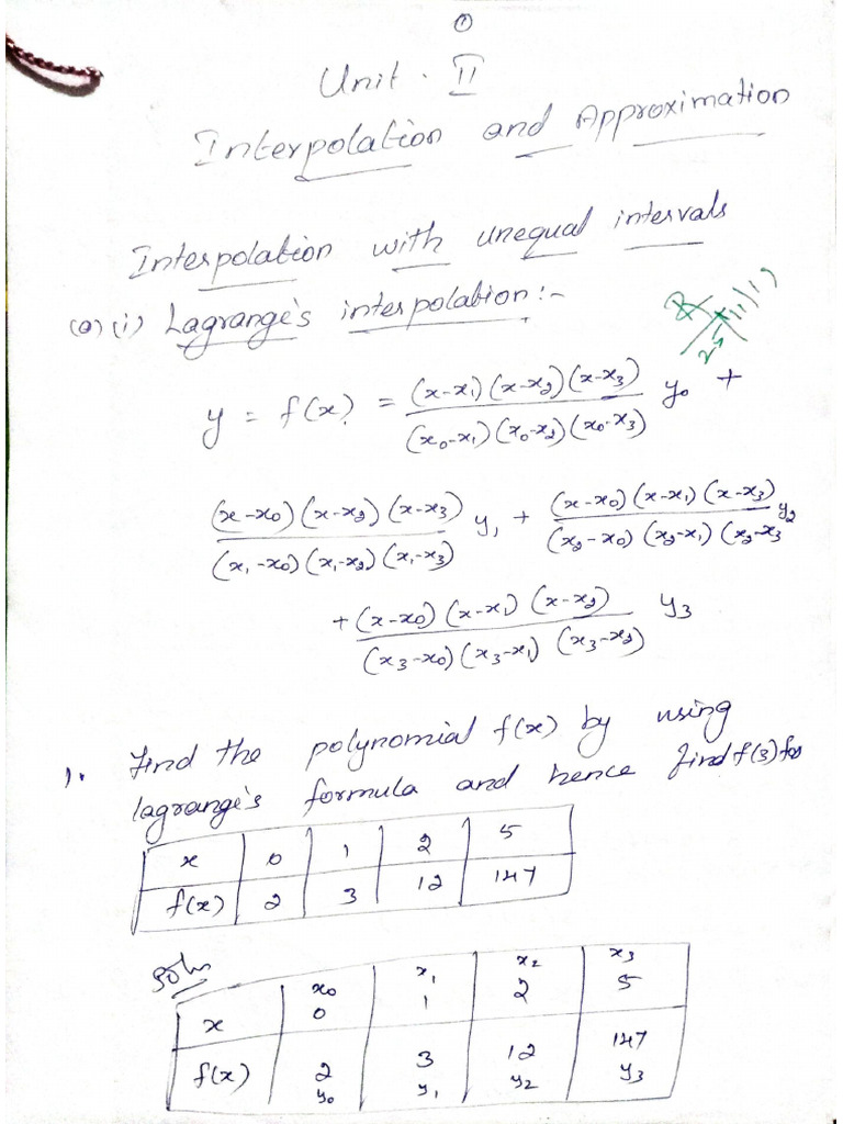 Unit - 2, INTERPOLATION AND APPROXIMATION | PDF