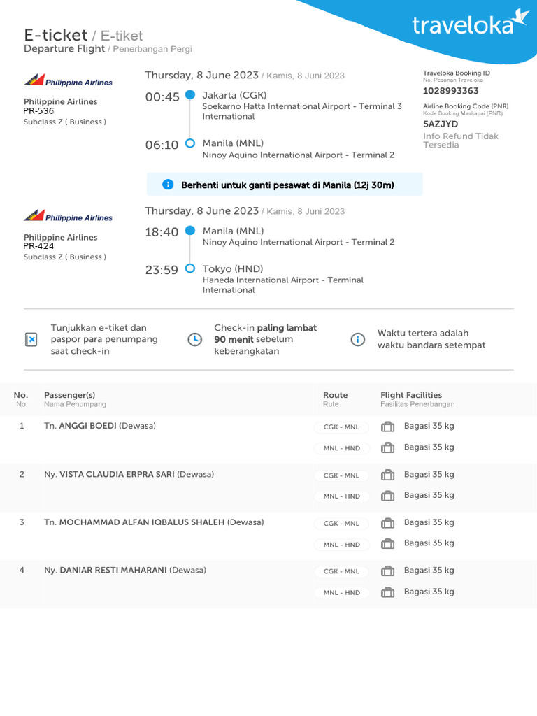 Anggi Setyo Boedi-Cgk-5azjyd-Hnd-Flight - Originating | PDF