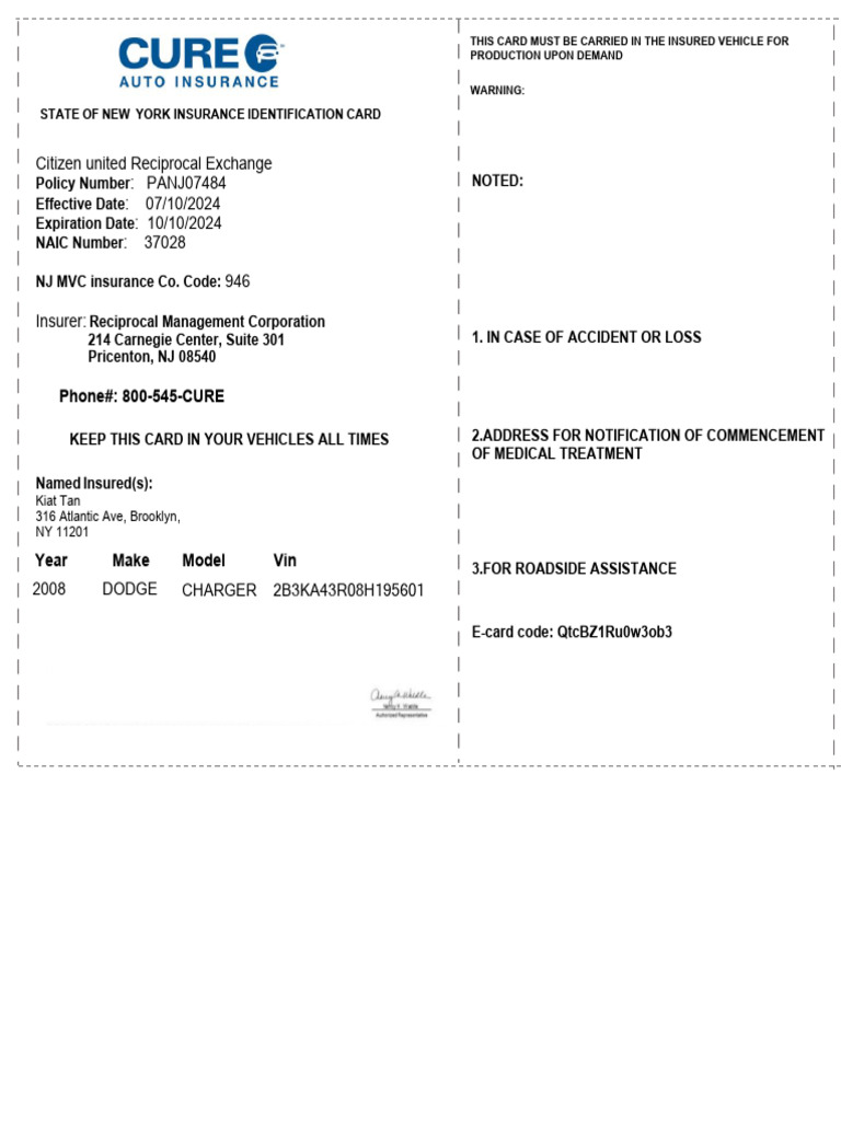 InsuranceCard NW DODGE 2008 | PDF