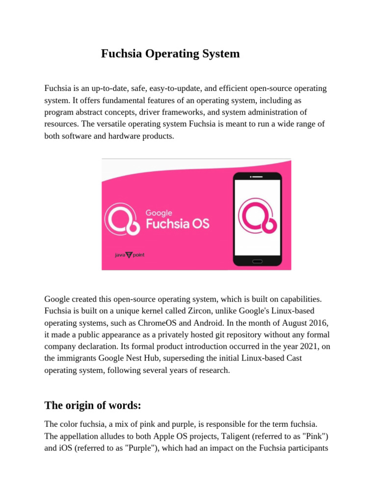 Fuchsia Operating System | PDF