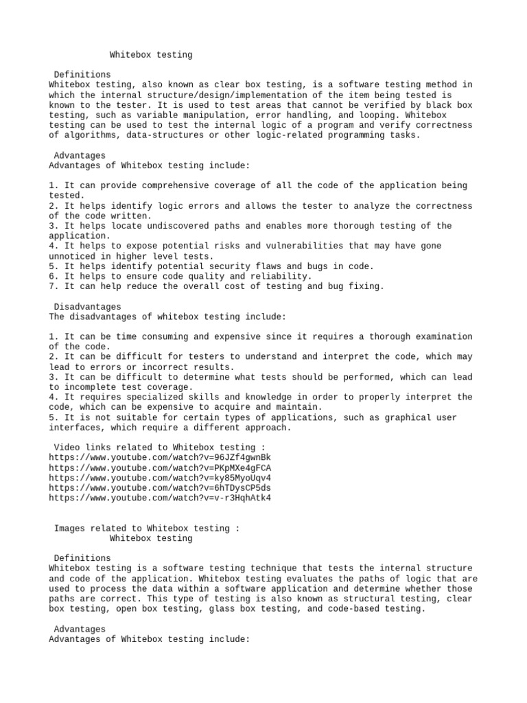 Whitebox Testing | PDF