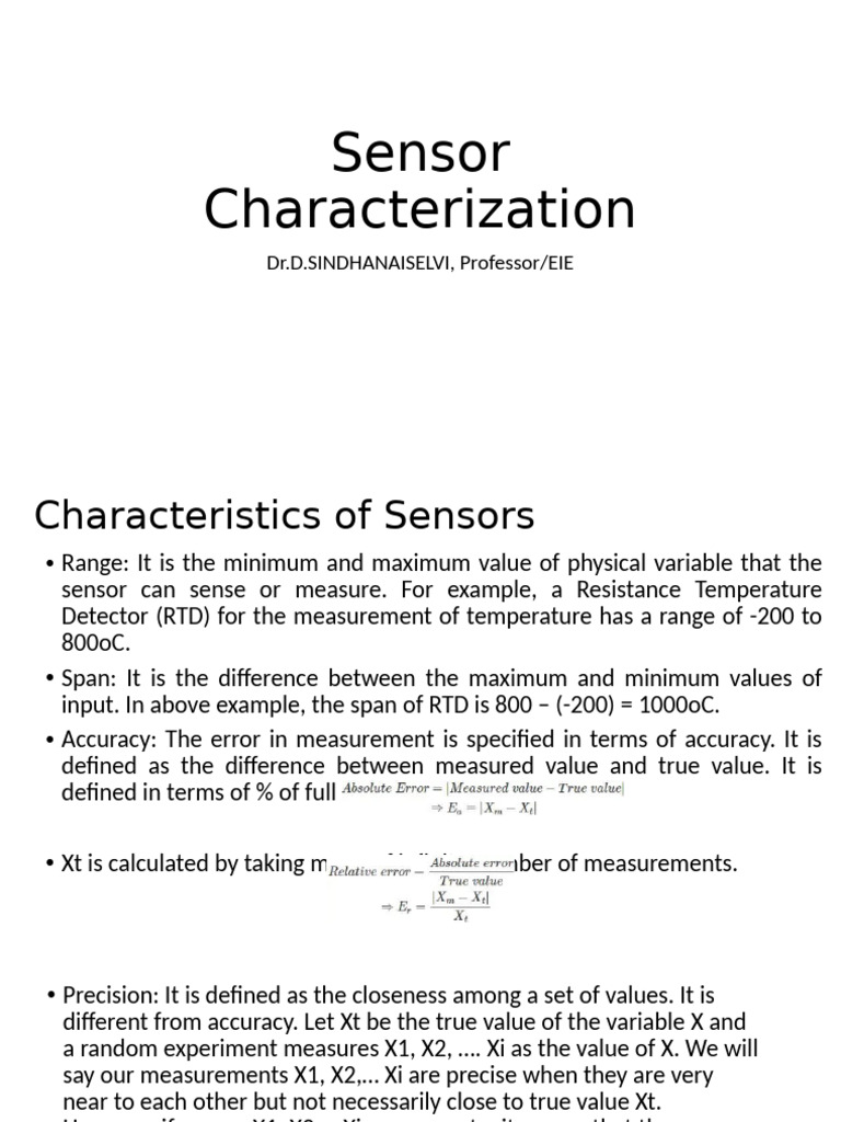 Sensor Characterization. | PDF