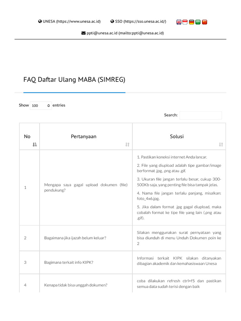 Faq Daftar Ulang Maba (Simreg) | PDF