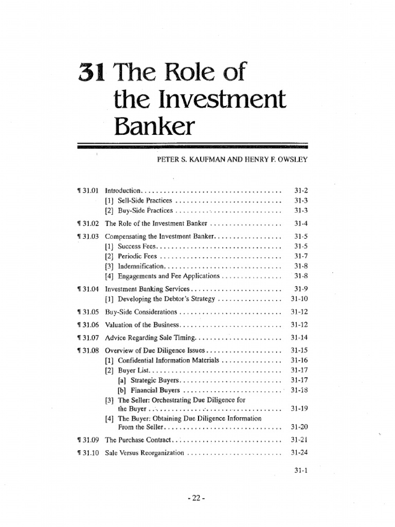 The Role of The Investment Banker | PDF