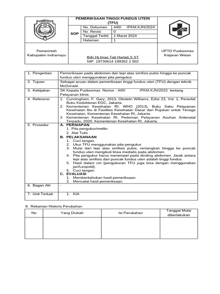 Sop Pemeriksaan Tfu 24 | PDF