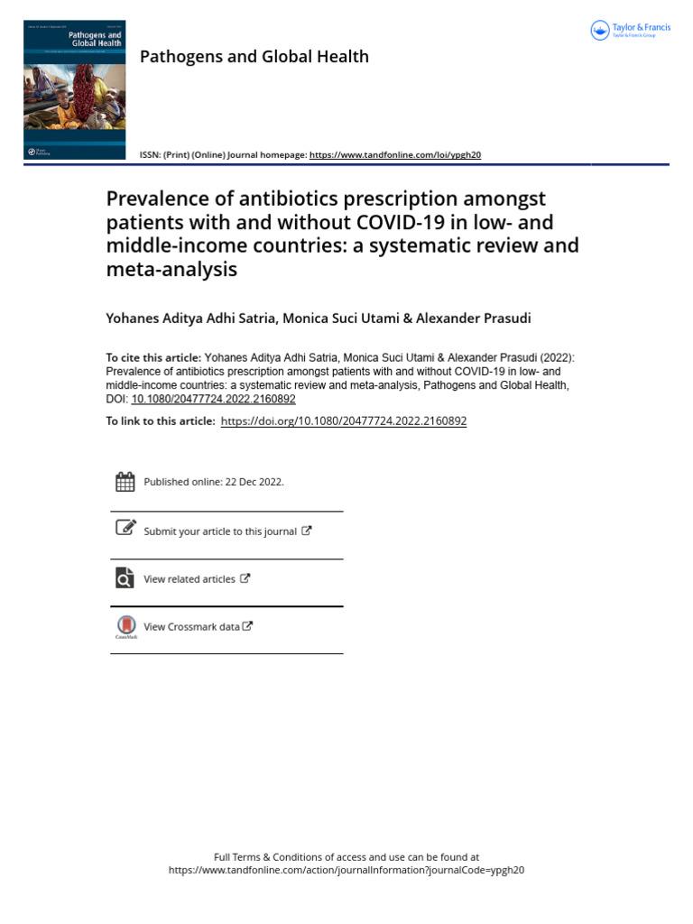 Prevalence of Antibiotics Prescription Amongst Patients With and ... Prevalence of Antibiotics Prescription Amongst Patients With and ...