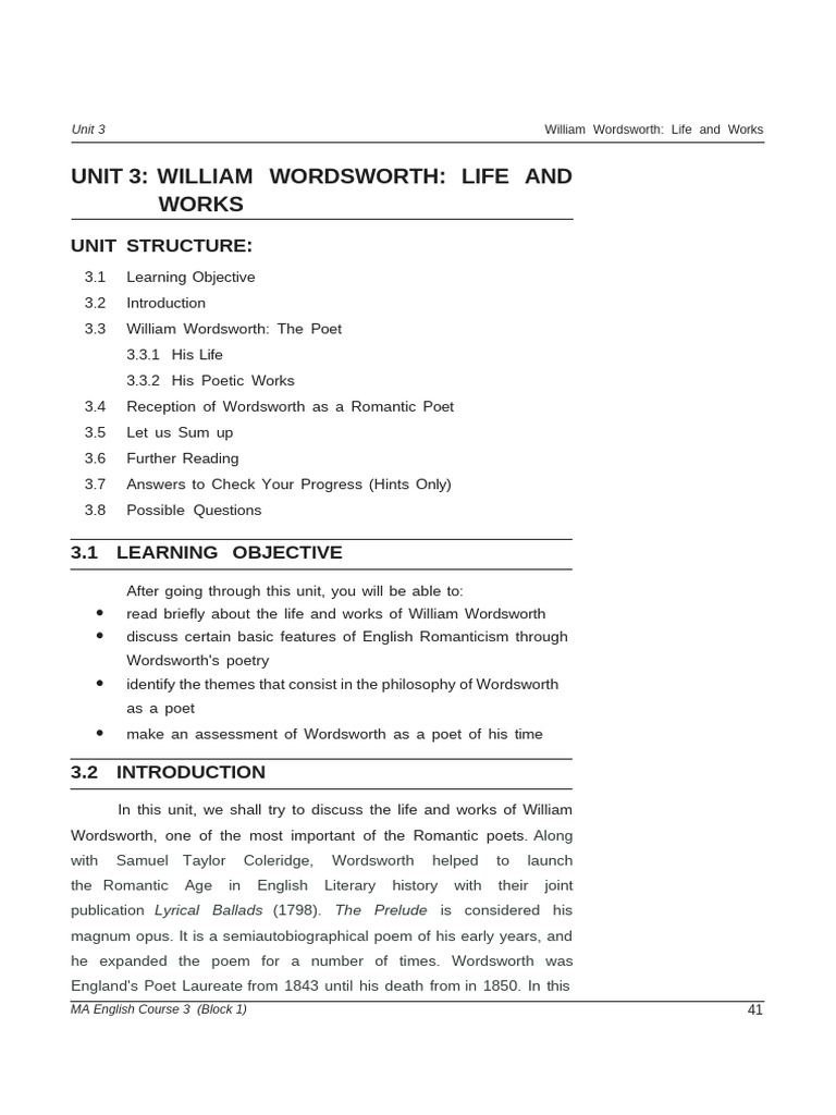 Unit 3 English Literature | PDF