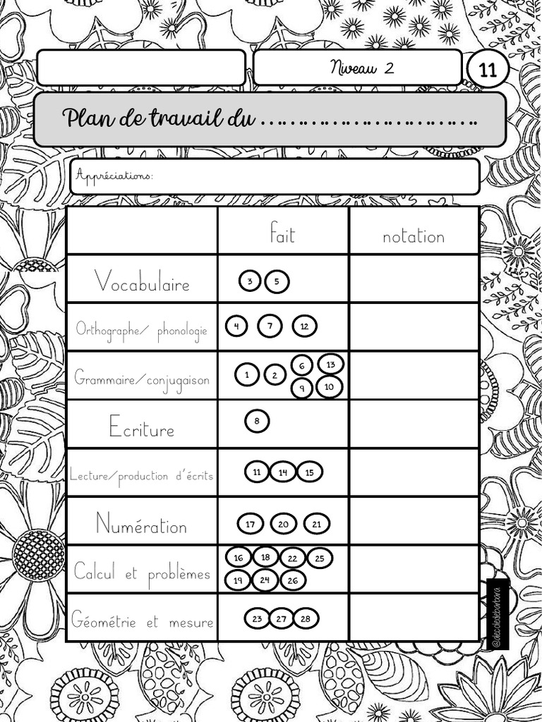 Plan de Travail 11 Niveau 2 À L'école de Barbara | PDF