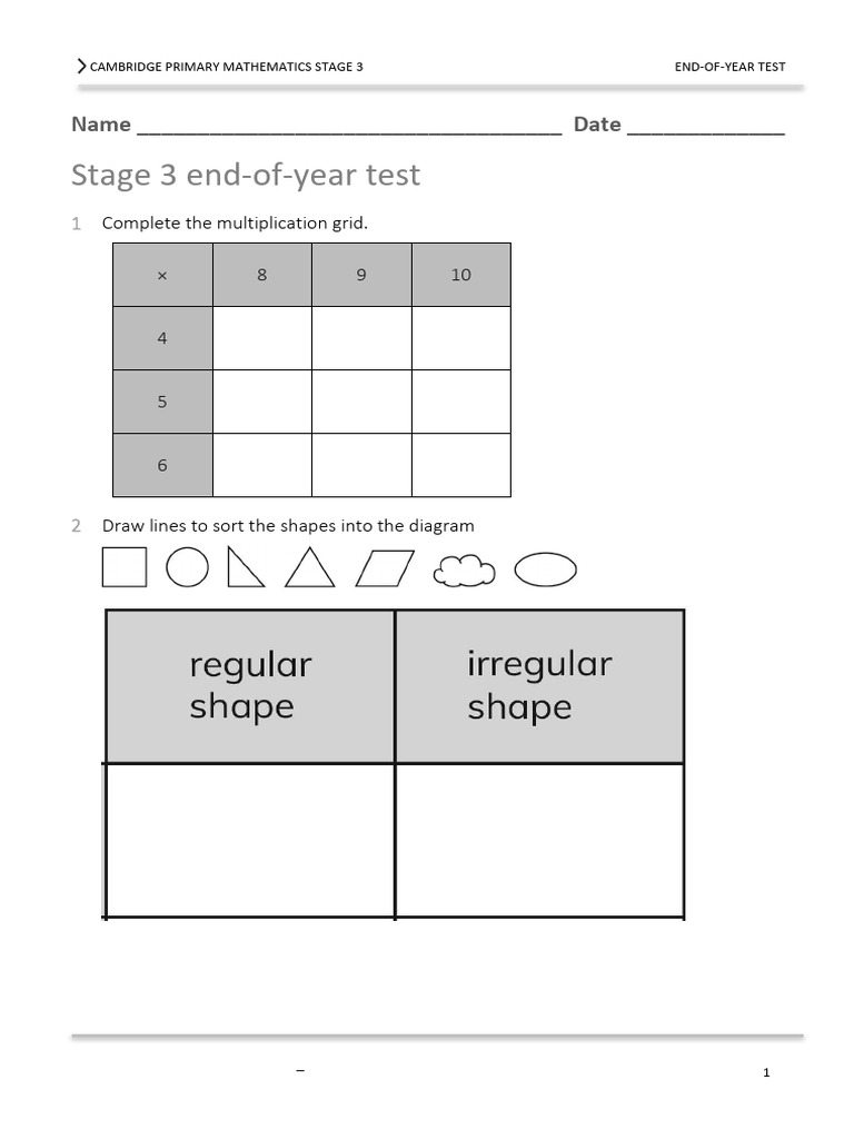 End of Year Test | PDF