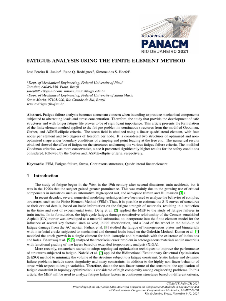 Fatigue Analysis Using The Finite Element Method: Abstract | PDF