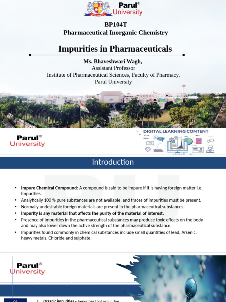 UNIT I - Impurities in Pharmaceuticals | PDF