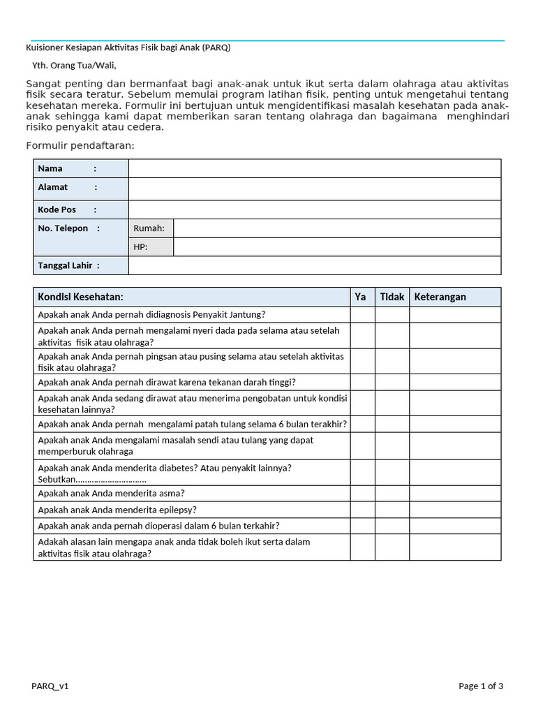 PARQ N Children | PDF
