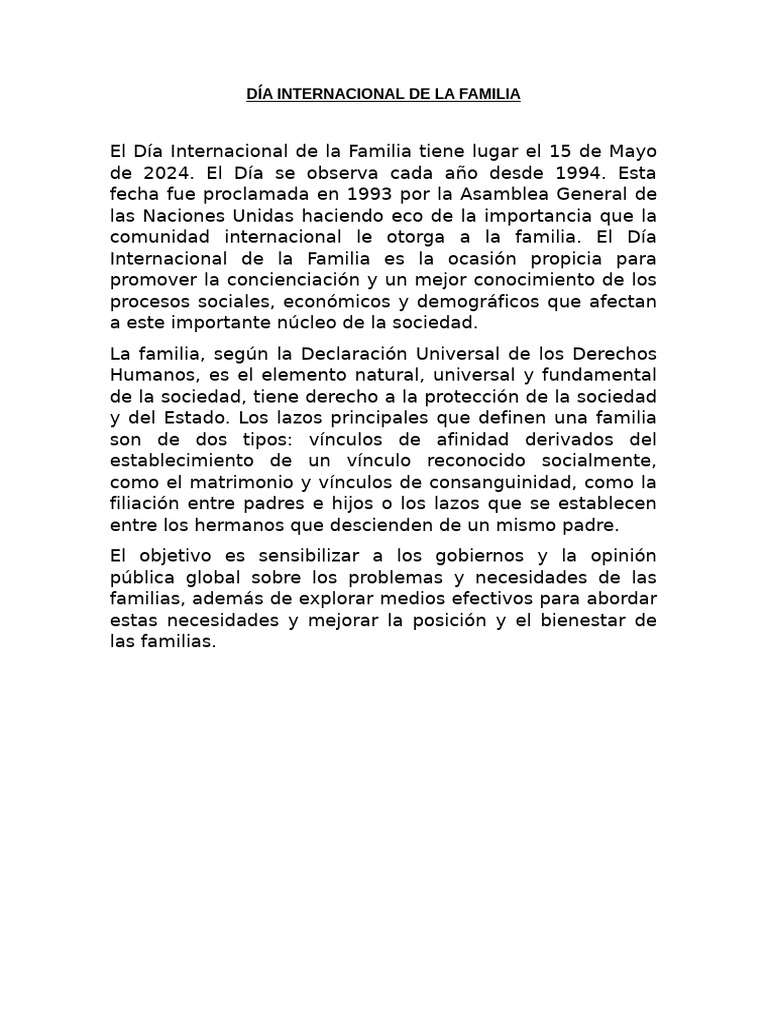 Día Internacional de La Familia | PDF