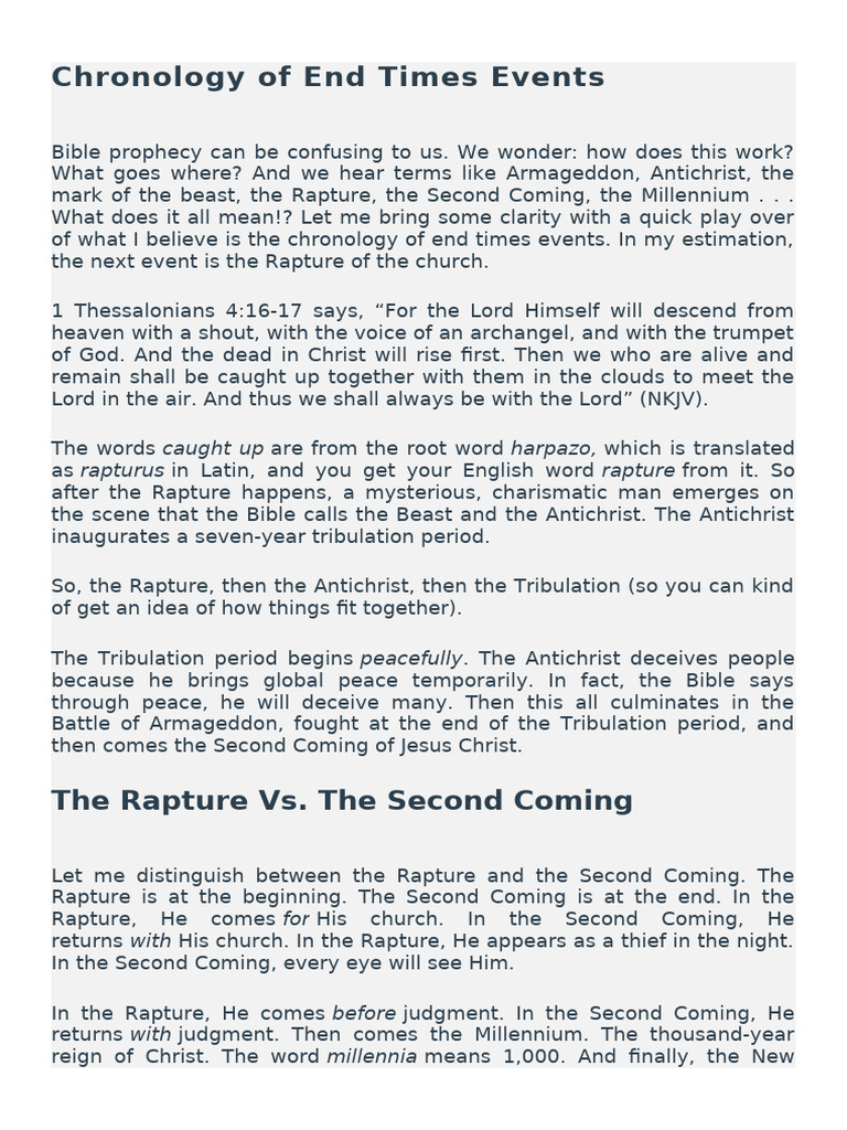 Chronology of End Times Events | PDF