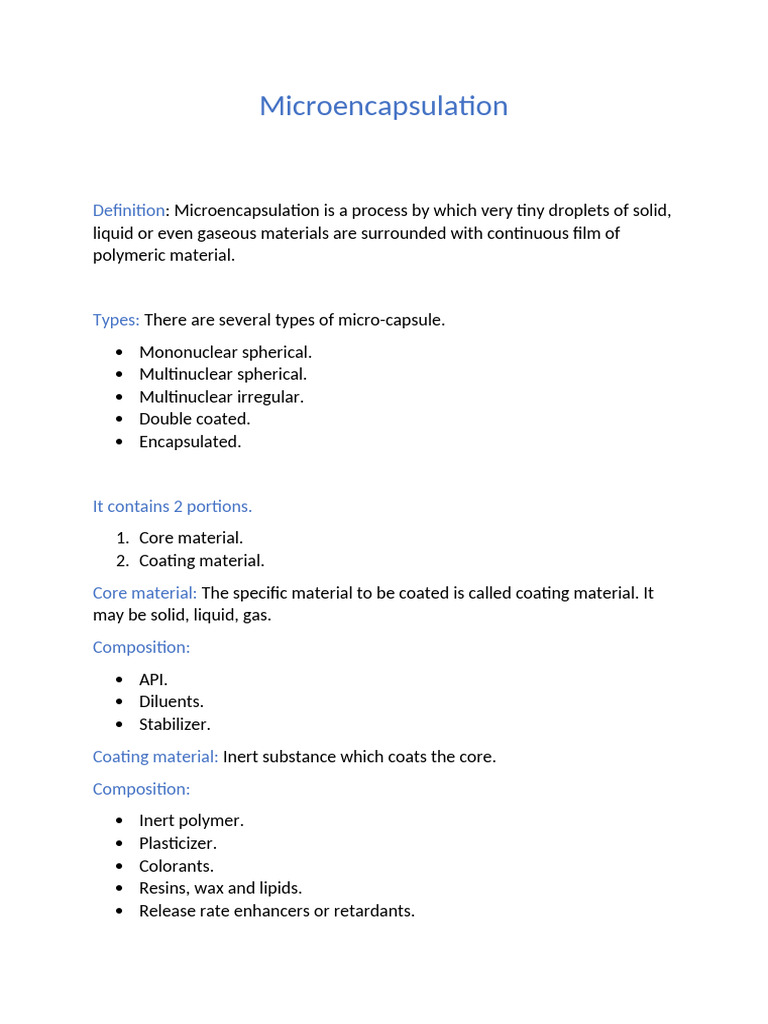 Microencapsulation | PDF