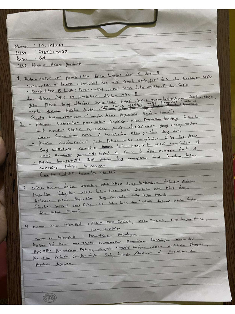 M.irham - 2286210022 - Uas Hukum Acara Perdata | PDF