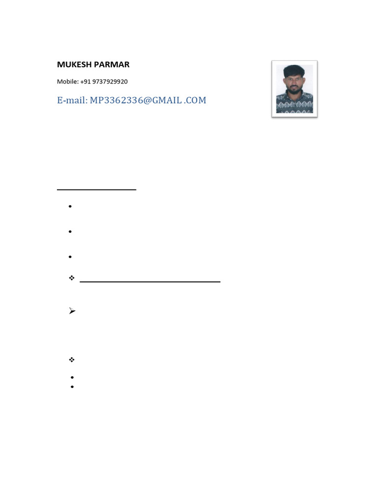 Mukesh Biodata With Documents | PDF