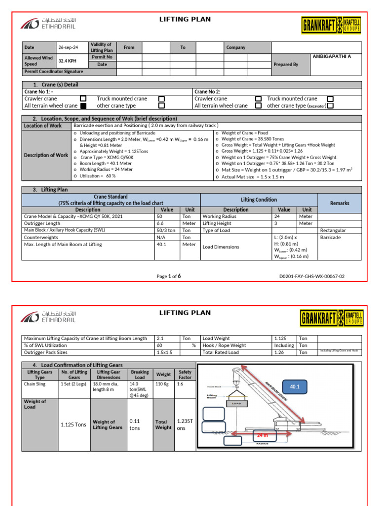Lifting Plan - 02 (26.09.2024) 1 | PDF