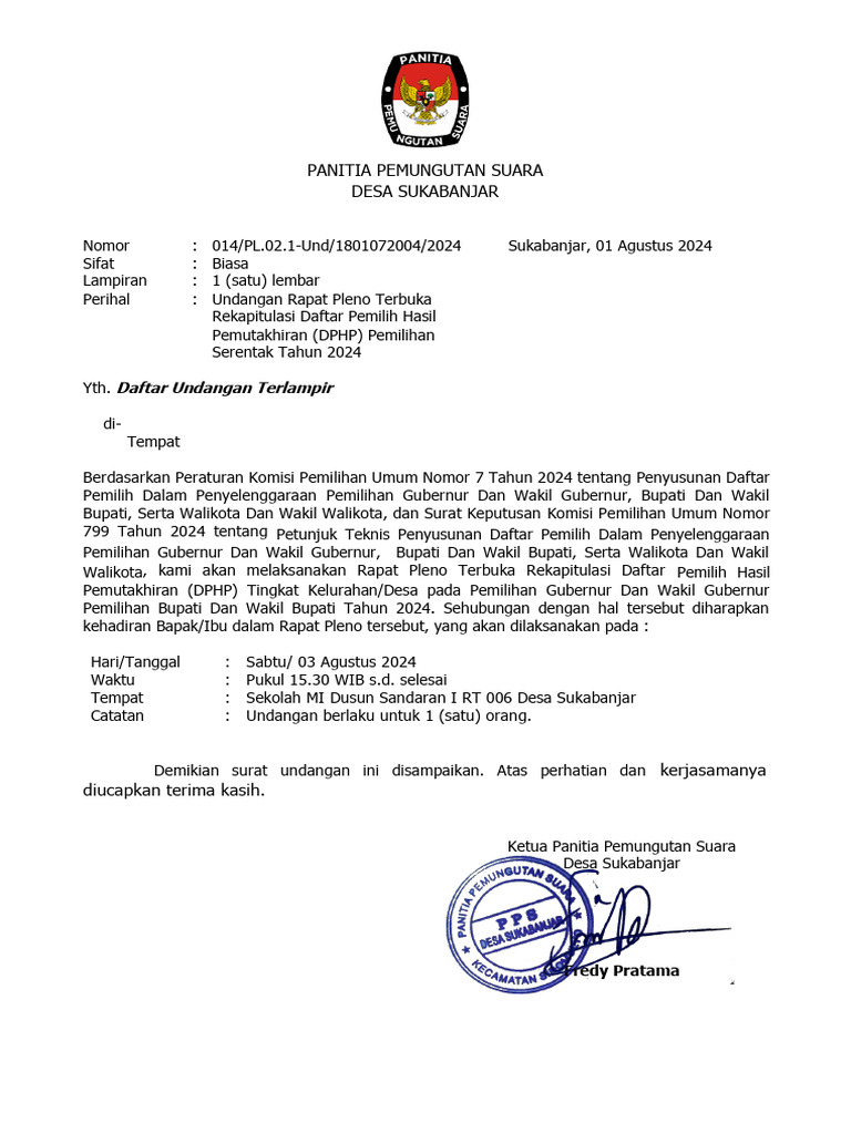 Undangan DPHP Pps Ke PKD | PDF