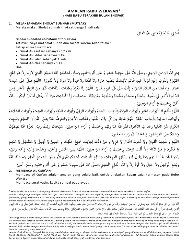 Amalan Rabu Wekasan | PDF