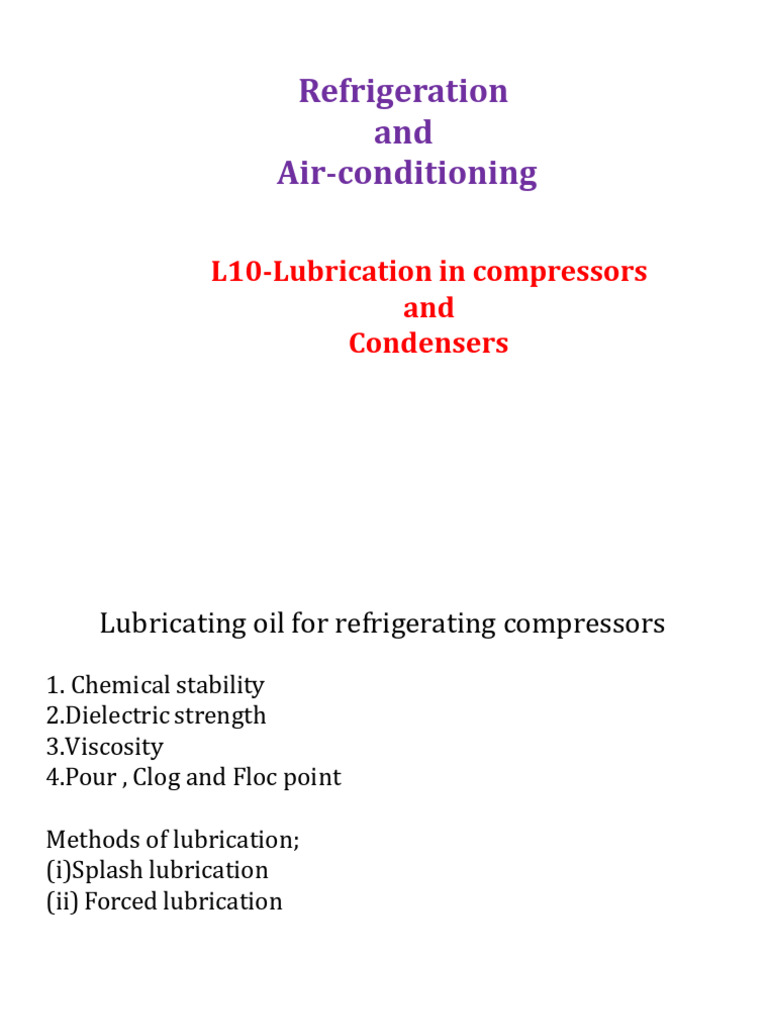 L10-Lubrication in Compressors, Condensers | PDF