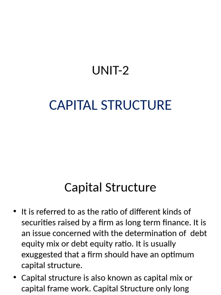 Unit 2 Capital Structure Pdf