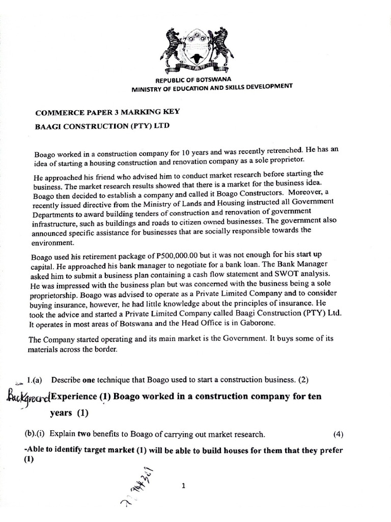 Commerce3 Mock Key 2024 | PDF