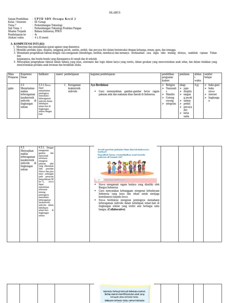 SILABUS Kelas 3 | PDF