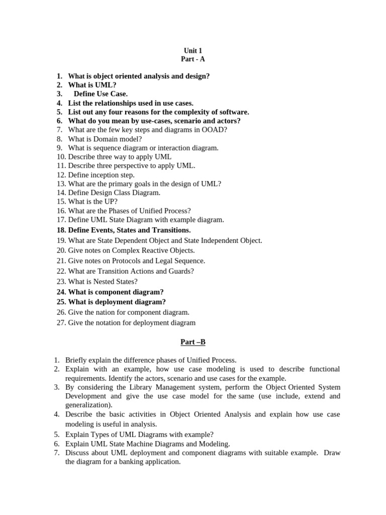 OOAD Unit 1 Important Question | PDF