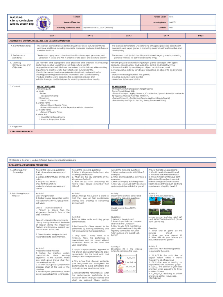 Q1 W8 Mapeh Matatag | PDF