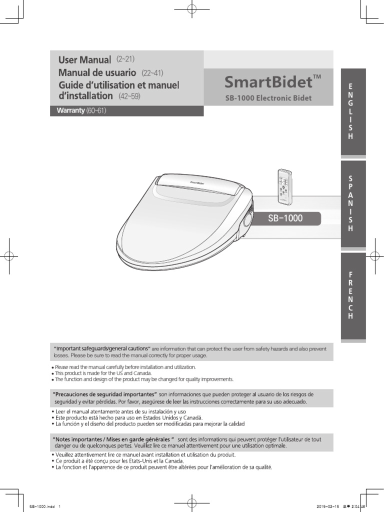 Bidet SB-1000 - User - Manual | PDF