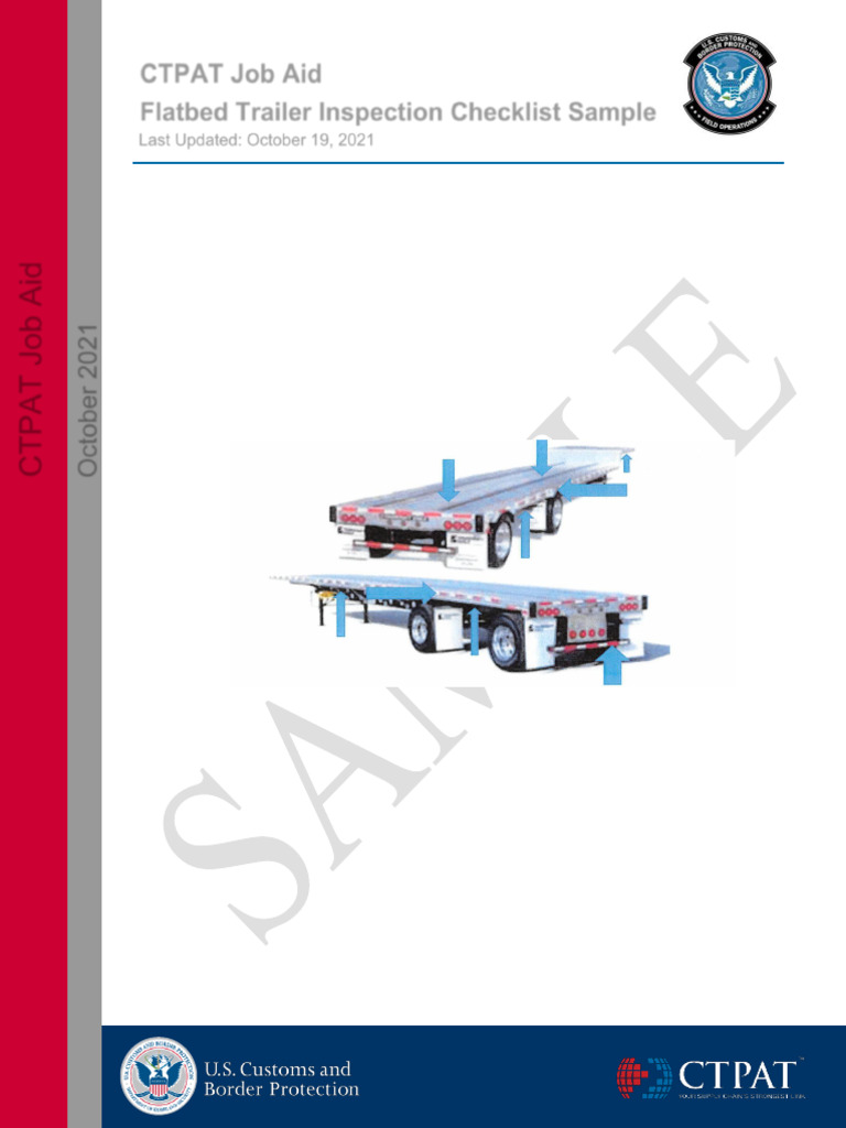 CTPAT Job Aid - Flatbed Trailer Inspection Checklist Sample - October ... CTPAT Job Aid - Flatbed Trailer Inspection Checklist Sample - October ...
